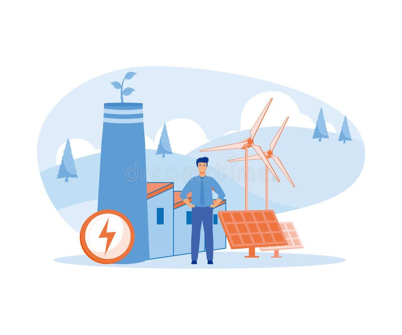 Smart Industry Concept. Man Sitting with Smart Intelligence Technology ...