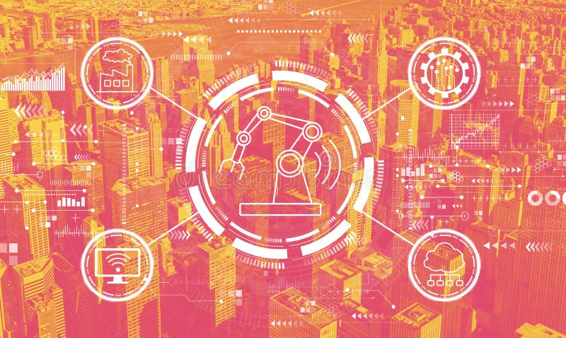 Smart Industry Concept with the New York City Stock Photo - Image of ...
