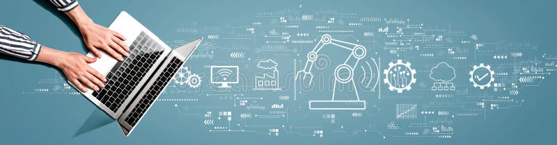 Smart Industry Concept with Person Using Laptop Editorial Photography ...