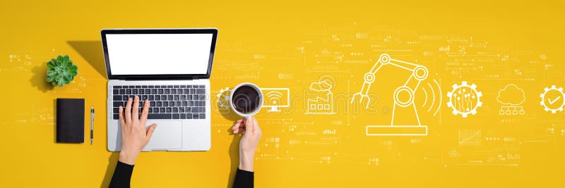 Smart Industry Concept with Person Using Laptop Computer Stock Image ...