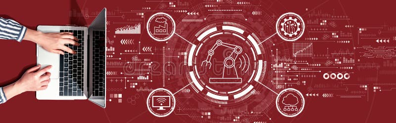 Smart Industry Concept with Person Using a Laptop Stock Image - Image ...