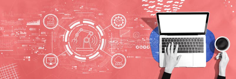 Smart Industry Concept with Person Using a Laptop Stock Image - Image ...