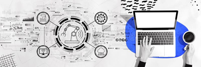 Smart Industry Concept with Person Using a Laptop Stock Image - Image ...