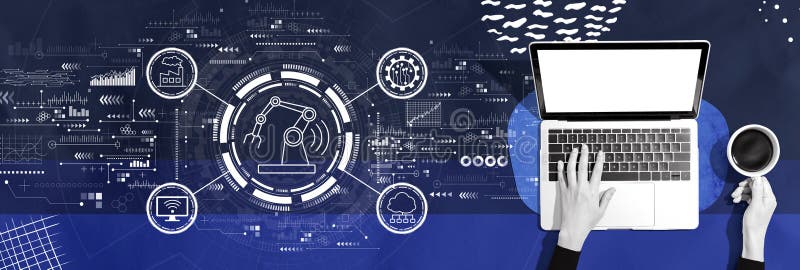 Smart Industry Concept with Person Using a Laptop Stock Image - Image ...