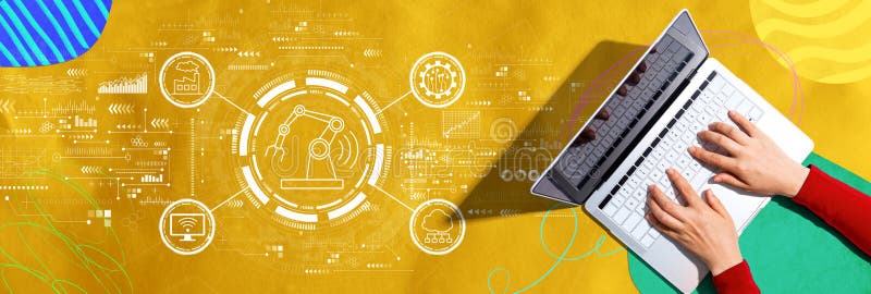 Smart Industry Concept with Person Using a Laptop Stock Image - Image ...