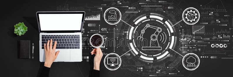 Smart Industry Concept with Person Using Laptop Computer Stock Image ...