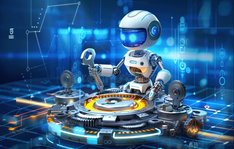 Smart Industry Concept: Robotic Arm in Digital Interface Environment ...