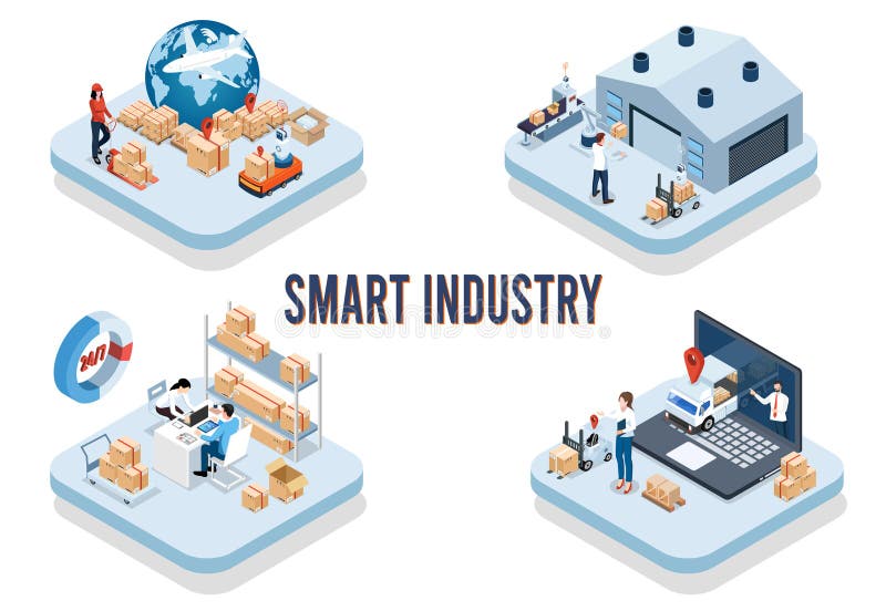 Smart Industry 4.0 Infographic with Smart Manufacturing and Artificial ...