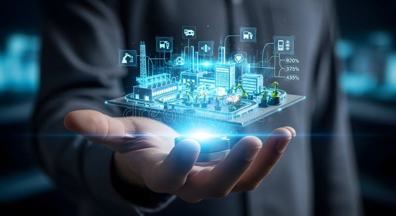 Technology Industrial Factory Control System Stock Illustrations ...