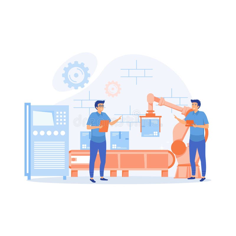 Smart Industry. Engineer Working with Interactive Interface Stock ...