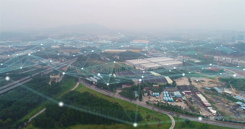 Smart Factory. Industrial Area and Communication Network Concept. Smart ...