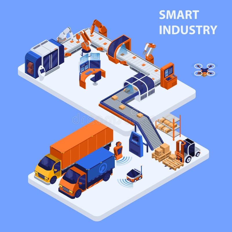 Smart Industry Isometric Concept Stock Vector - Illustration of charger ...