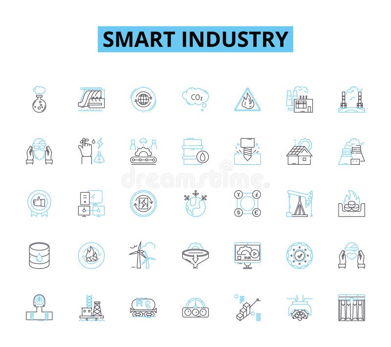 Smart Industry Vector Line Icons Set. Industry 40, Digitalization, AI, Automation, IoT, Big Data ...