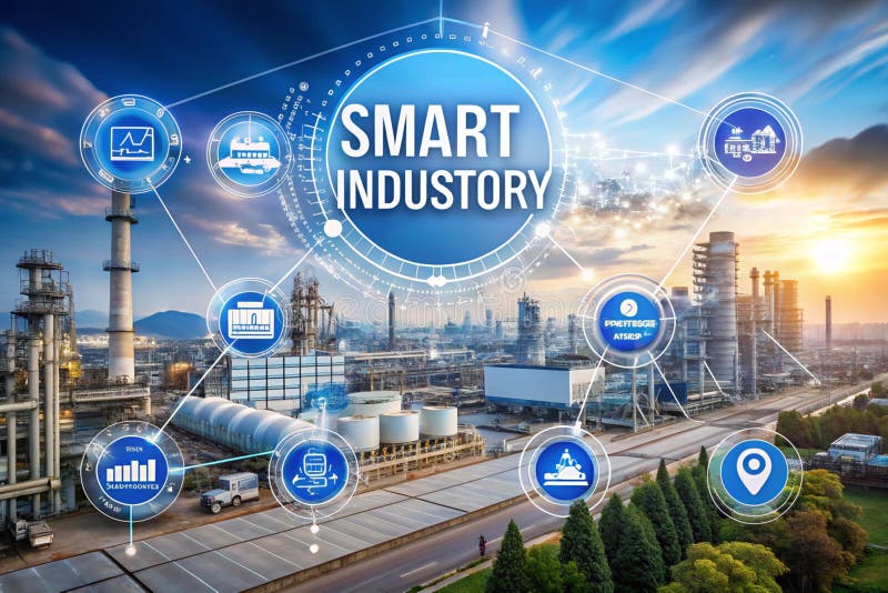 Smart Industry 4.0 Manufacturing Innovation with IoT Technology Stock ...