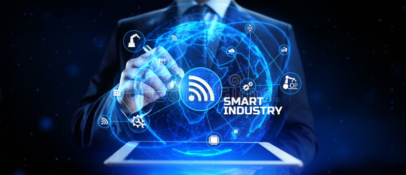 Smart Industry 4.0 Manufacturing Technology Concept on Screen Stock ...