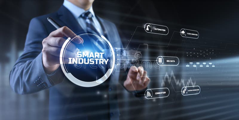Smart Industry 4.0 Manufacturing Technology Concept on Screen Stock ...