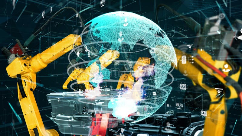 Smart Industry Robot Arms Modernization for Digital Factory Tech Stock ...