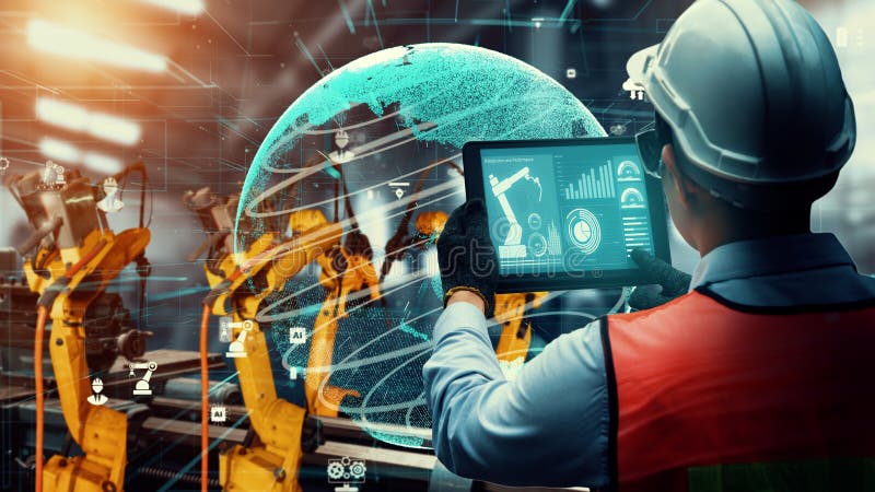 Smart Industry Robot Arms Modernization for Digital Factory Tech Stock ...