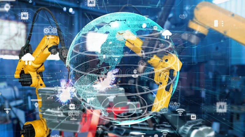 Smart Industry Robot Arms Modernization for Digital Factory Tech Stock ...