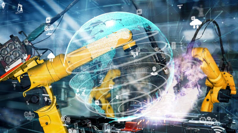 Smart Industry Robot Arms Modernization for Digital Factory Tech Stock ...