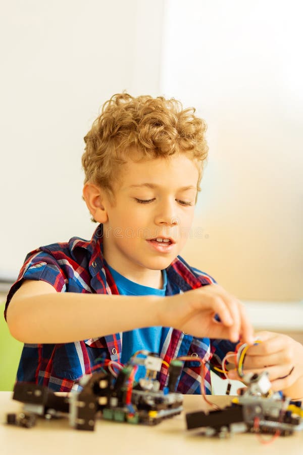 Smart Intelligent Boy Developing His Technical Skills Stock Image ...