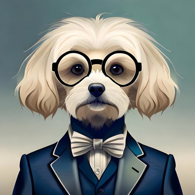 Smart Dog Wearing Glasses and a Watch - Ai Generated Image Stock ...