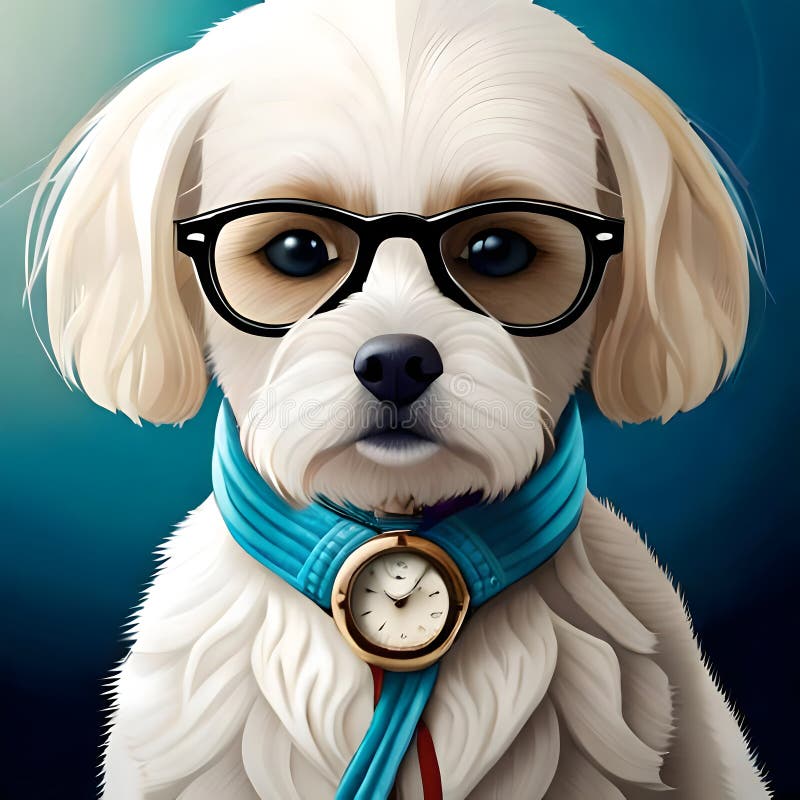 Smart Dog Wearing Glasses and a Watch - Ai Generated Image Stock ...