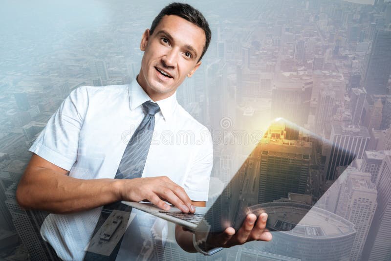 Smart Intelligent Man Working on a Laptop Stock Image - Image of ...