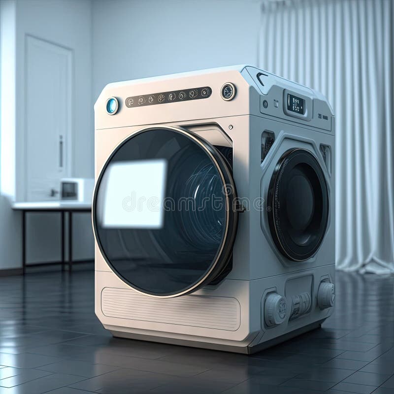 Smart Intelligent Wireless Washing Machine of the Future Illustration Generative Ai Stock ...