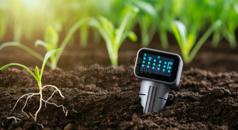A Smart IoT Soil Sensor Partially Embedded in Dark, Rich Soil ...