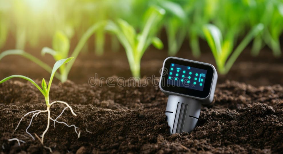 A Smart IoT Soil Sensor Partially Embedded in Dark, Rich Soil ...