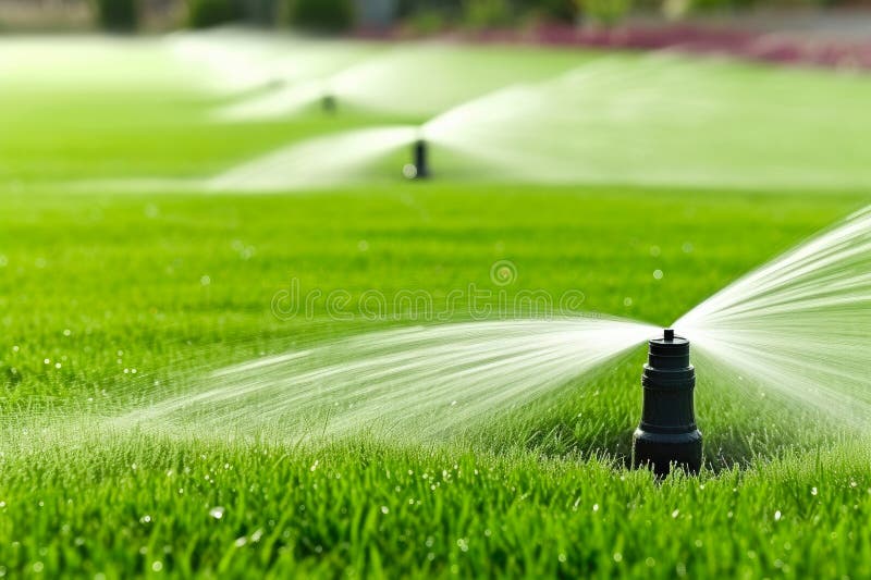 Smart Irrigation: Grass Getting a Refresh. Stock Illustration ...