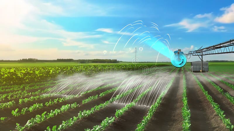 A Smart Irrigation System in Action, with Automated Sprinklers Watering ...