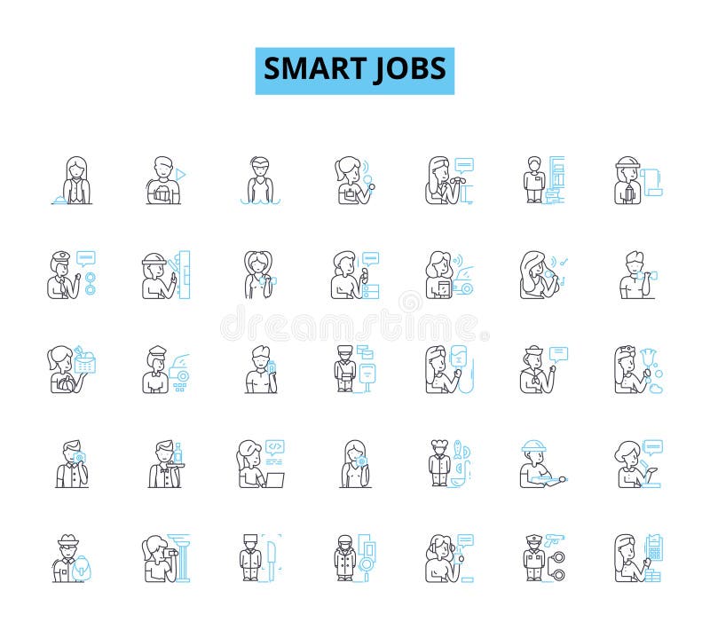 Smart Jobs Linear Icons Set. Innovation, Flexibility, Efficiency ...