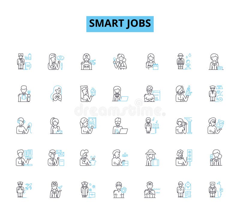 Smart Jobs Linear Icons Set. Innovation, Flexibility, Efficiency ...