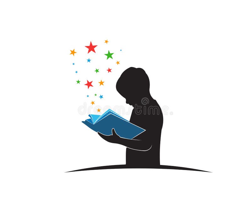 Child Reading And Thinking Clipart Image