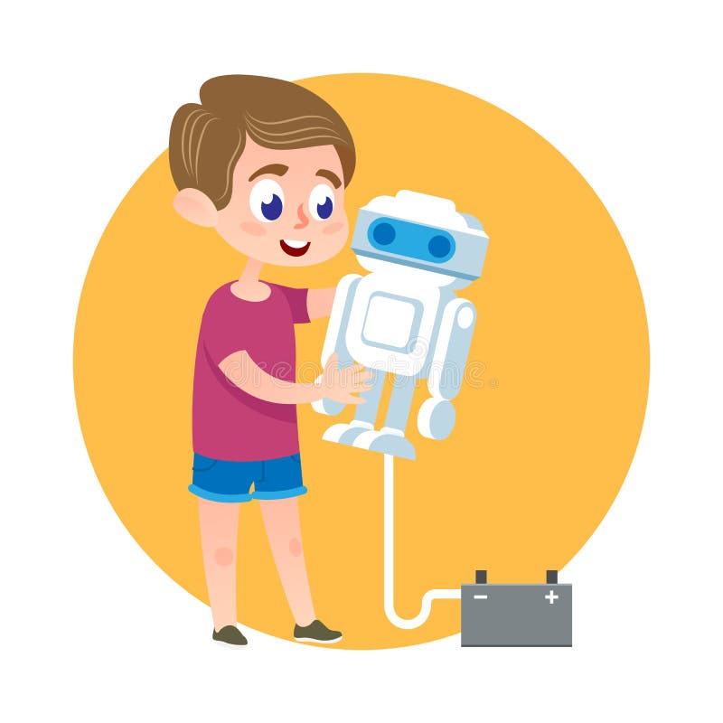 Cartoon Happy Robot Working Stock Illustrations – 209 Cartoon Happy ...