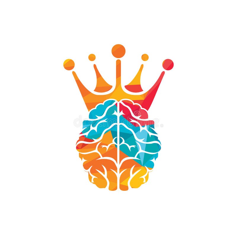 Smart King Vector Logo Design. Human Brain with Crown Icon Design ...