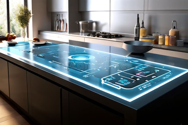 Smart Kitchen Countertop with Integrated Scale Stock Illustration ...