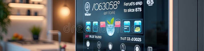 Smart Kitchen Device Display with Temperature and Control Interface in ...