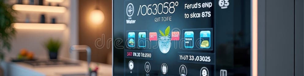 Smart Kitchen Device Display with Temperature and Control Interface in ...