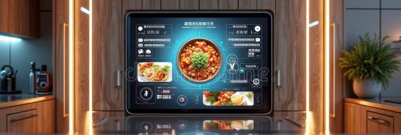 Smart Kitchen Display Interactive Recipe Interface Modern Setting Stock ...