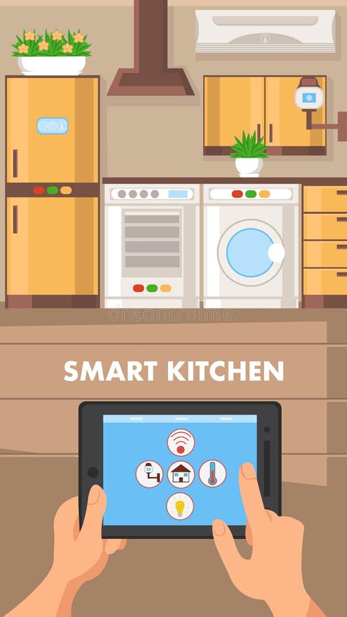 Smart Kitchen Flat Design Vector Illustration Stock Vector ...