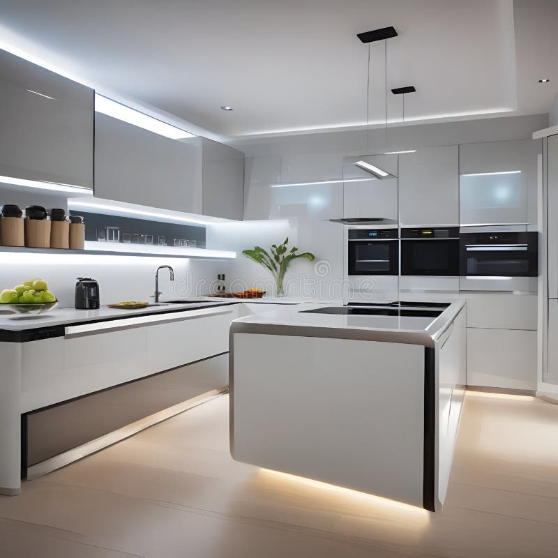 Smart Kitchen: Futuristic Design with Cutting-Edge Technology Stock ...