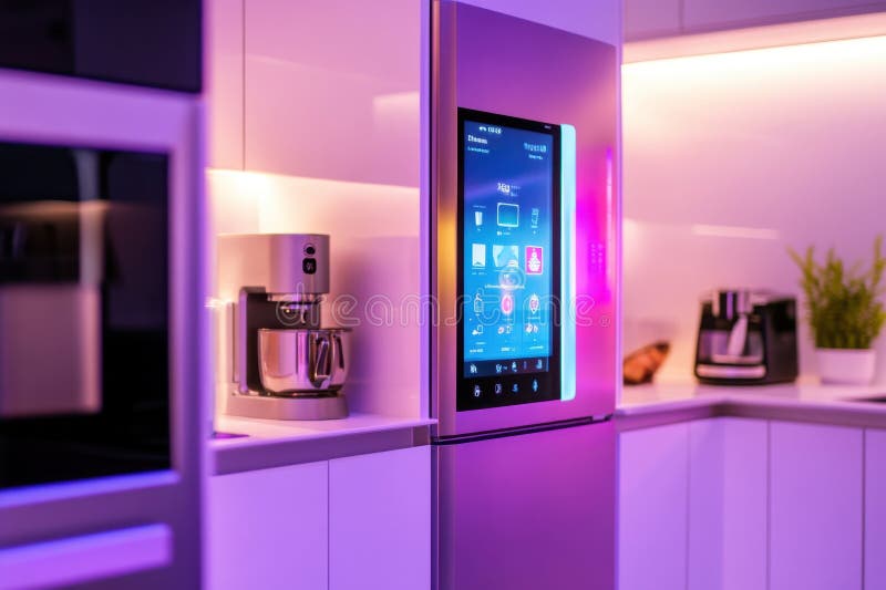 Smart Kitchen with Interactive Display Stock Illustration ...