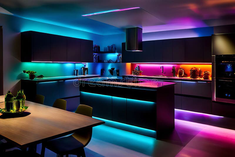 Smart Kitchen Lighting with Color Changing Capabilities Stock ...