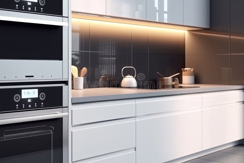 Smart Kitchen in the Modern Home. Remote Home Control System Stock ...