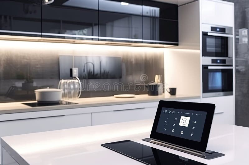 Smart Kitchen in the Modern Home. Remote Home Control System Stock ...