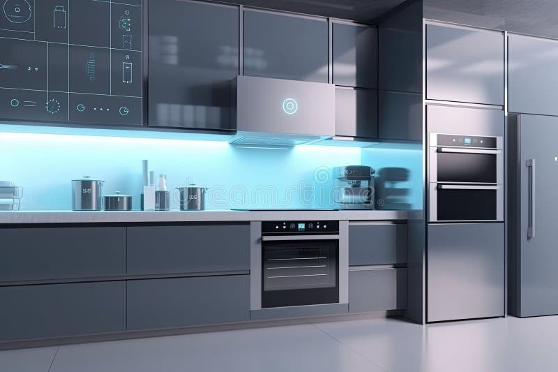 Smart Kitchen in the Modern Home. Remote Home Control System Stock ...