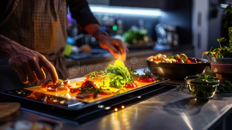 Smart Kitchen with a Smart Hob Can Create Food and Ingredients Stock ...